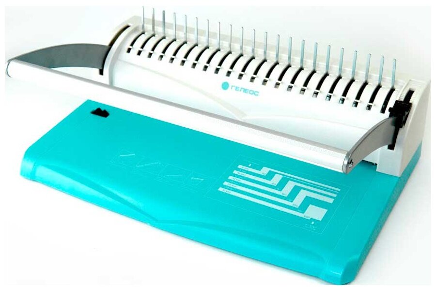 Переплетчик Гелеос БП-13+, бирюзово-белый, на пластиковую пружину