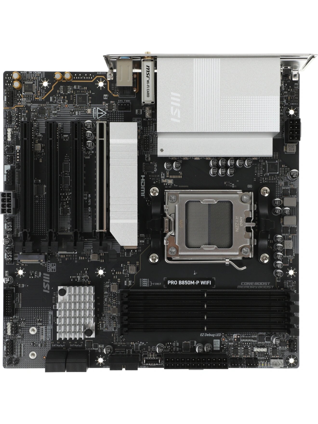 Материнская плата MSI PRO B850M-P WIFI, Socket AM5, AMD B850, mATX