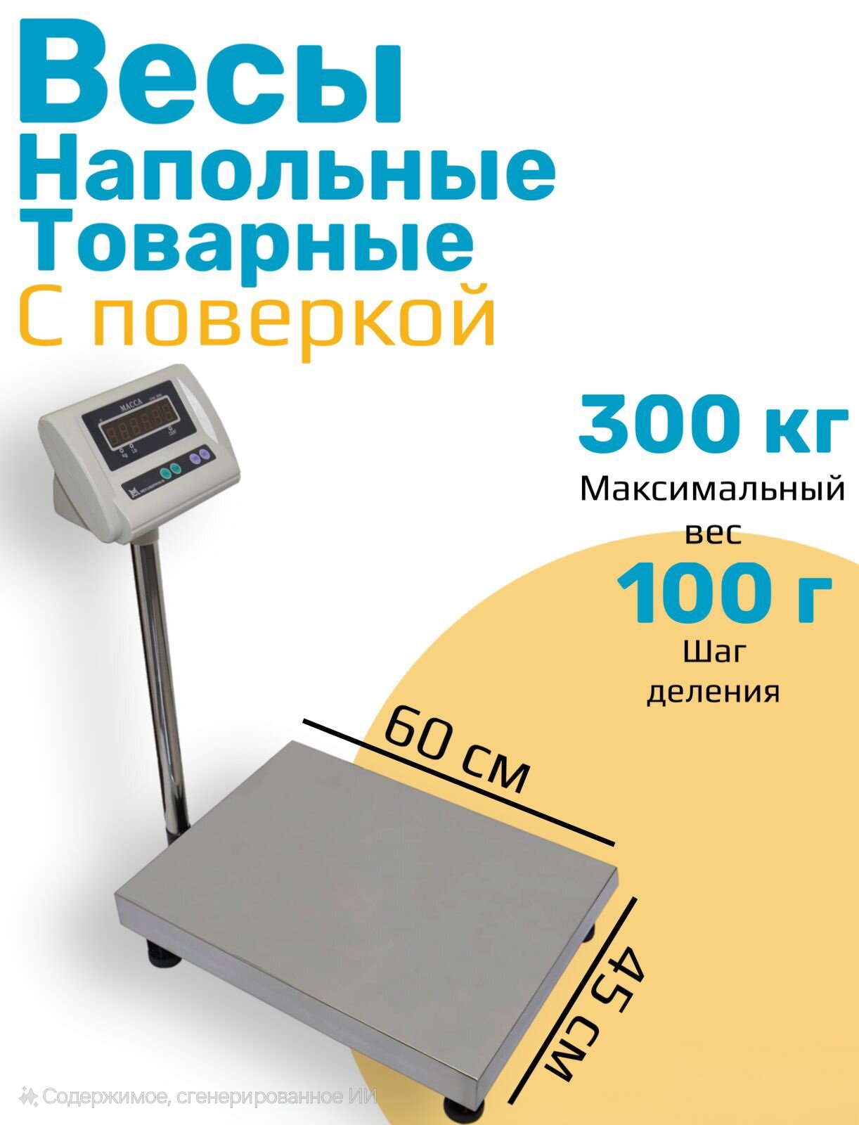 Товарные фасовочные весы Мехэлектрон ВЭТ-300кг с поверкой (450*600)
