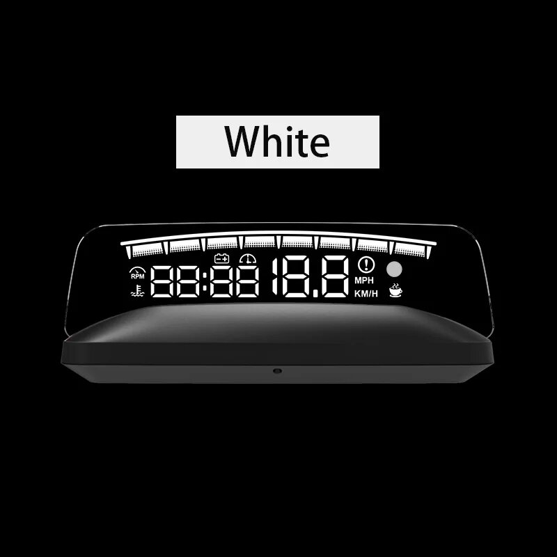 Зеркальный проектор Vjoycar 2023, HUD, проекционный дисплей, автомобильный датчик OBD2, дисплей скорости на лобовом стекле, охранная сигнализация превышения скорости, напряжение об/мин, White