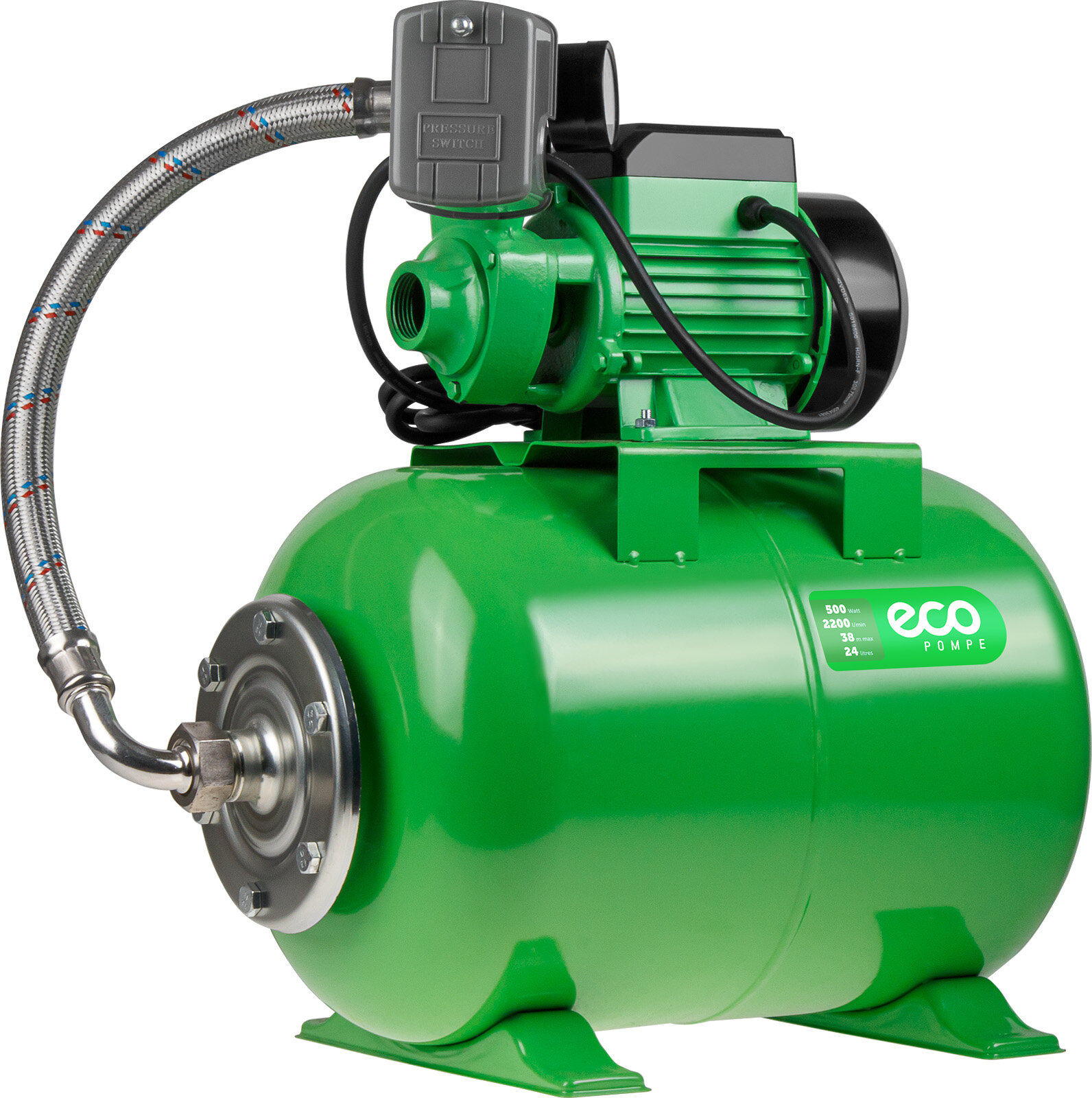 Насосная станция для воды автоматическая ECO GFW-524, 500 Вт, 2200 л/ч, бак на 24 литра (EC4216-6)