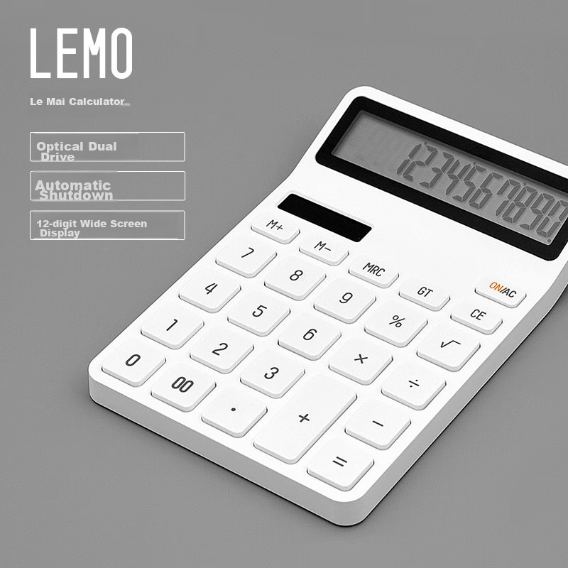 KACO Dual Power Calculator, 12-Digit Large Screen, Desktop Calculator, Office Supplies, White