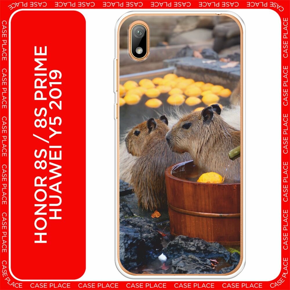 Чехол на Huawei Y5 2019/Honor 8S/8S Prime / Хуавей Y5 2019 с принтом "Капибары отмокают"