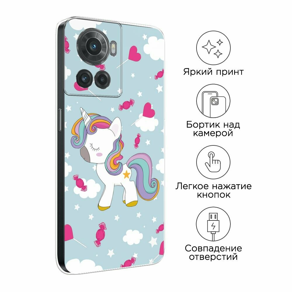 Чехол на OnePlus 10R/Ace / Ван Плас 10R/Ace с принтом "Сладкий единорожек" — фото 1