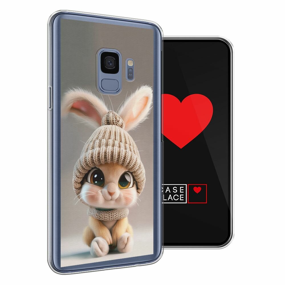 Чехол на Samsung Galaxy S9 / Самсунг Галакси С9 с принтом "Крольчонок в вязаной шапке" — фото 1