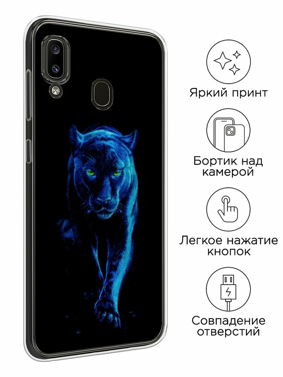 Чехол на Samsung Galaxy A30/A20 / Самсунг Галакси A30/A20 с принтом "Пантера в лунном свете" — фото 1