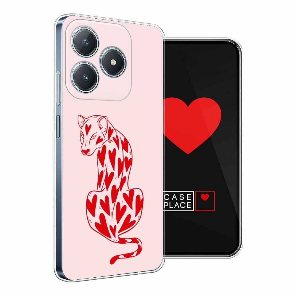 Чехол на Realme C63 / Реалми С63 с принтом "Heart panther 1 - 14 февраля" — фото 1