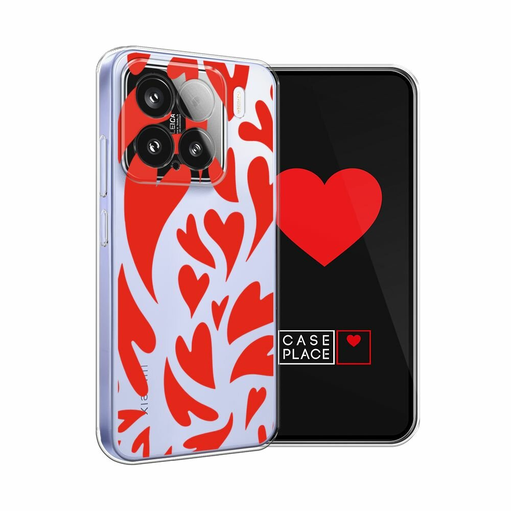 Чехол на Xiaomi 15 / Сяоми 15 с принтом "Crazy hearts 2 - 14 февраля", прозрачный — фото 1