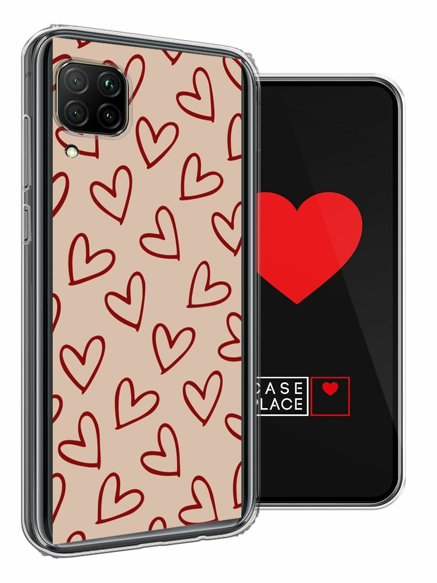 Чехол на Honor 30S Global/Huawei P40 Lite 5G/Nova 7 SE / Хонор 30S с принтом "Little hearts doodles 1 - 14 февраля" — фото 1