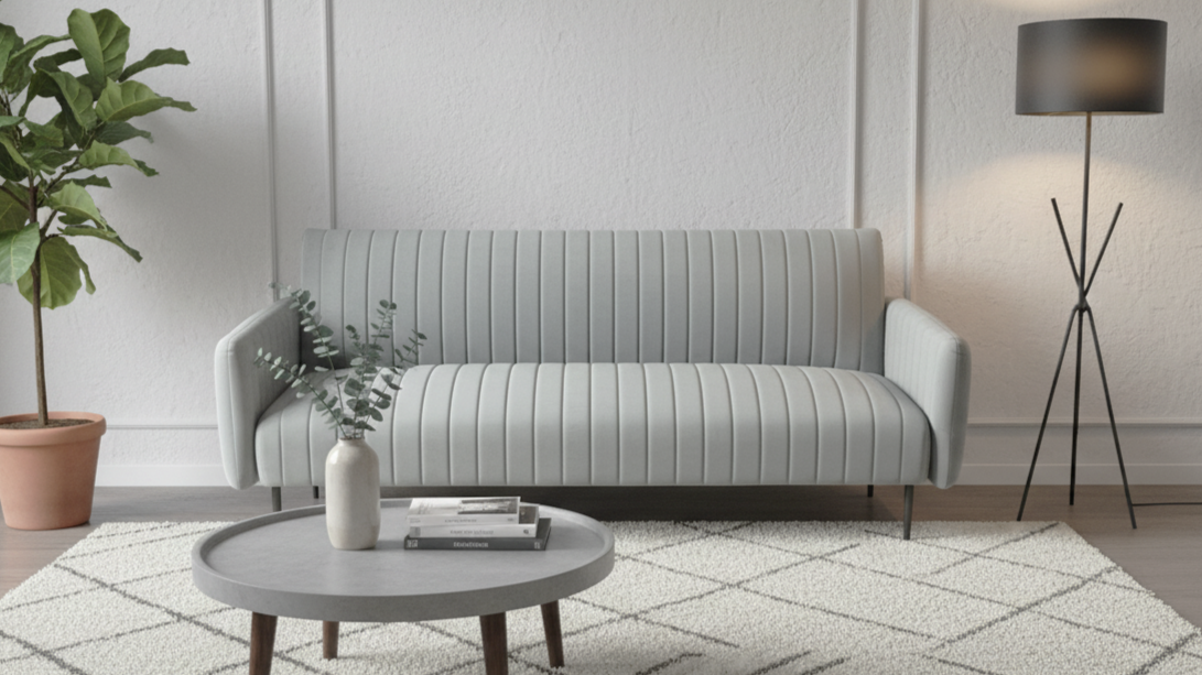 Диван прямой раскладной «BACCARA» / «баккара» (Ваш День), раскладной, спальное место, серый микровелюр