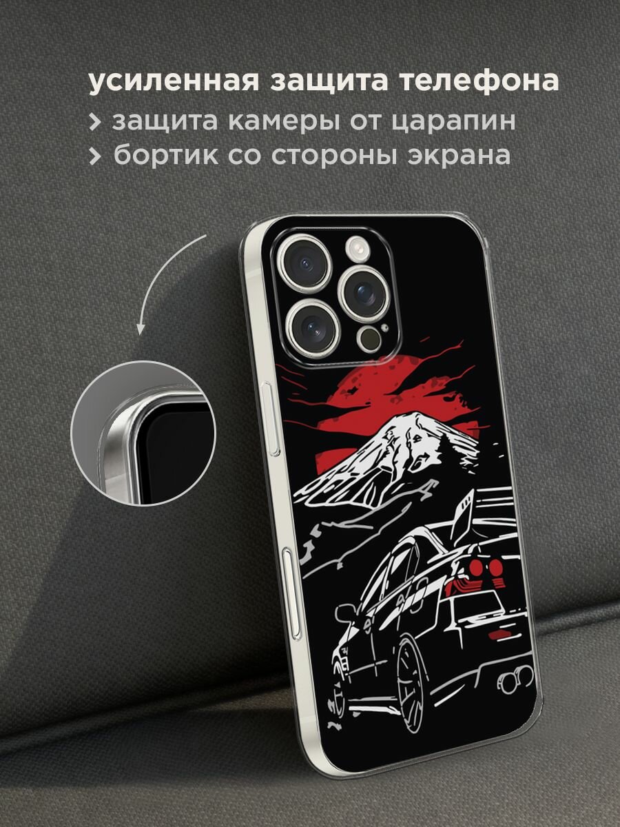 Чехол на Apple iPhone 16 Pro Max / Айфон 16 Про Макс с принтом "Машина в горах JDM" — фото 1