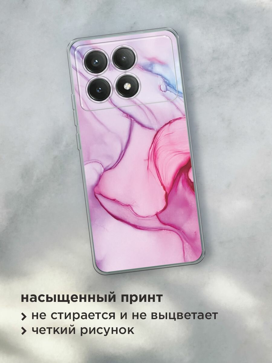 Чехол на Xiaomi Poco X6 PRO 5G / Поко X6 Про 5G с принтом "Розовые мраморные разводы" — фото 1
