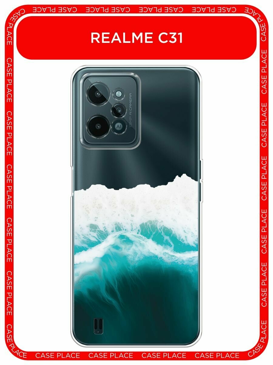 Чехол на Realme C31 / Реалми C31 с принтом "Большая волна", прозрачный