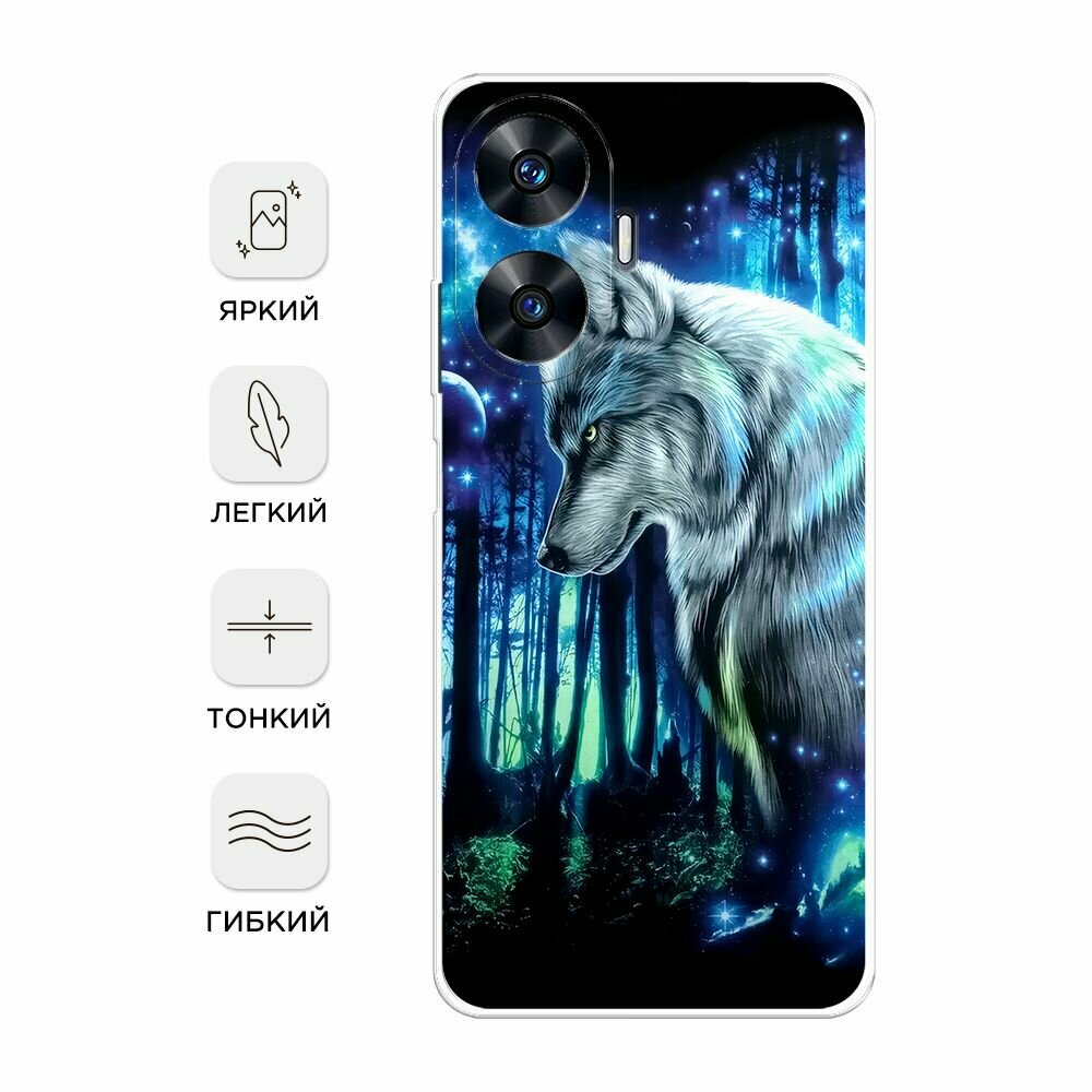 Силиконовый чехол на Realme C55 / Реалми C55 с принтом "Сказочный волк" — фото 1