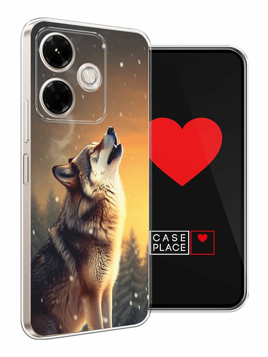 Чехол на Xiaomi Redmi 13X / Сяоми Редми 13X с принтом "Воющий волк" — фото 1
