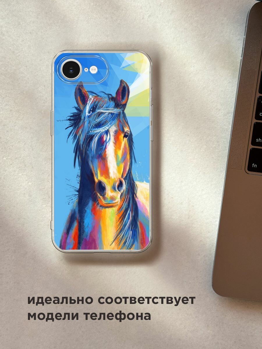 Чехол на Apple iPhone 16e/17e / Айфон 16е/17e с принтом "Лошадь арт 3" — фото 1