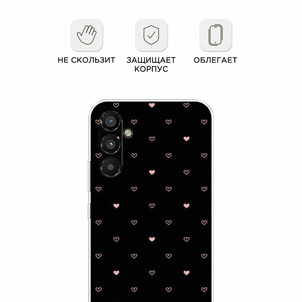 Чехол на Samsung Galaxy A34 / Самсунг A34 с принтом "Черный фон и сердечки" — фото 1
