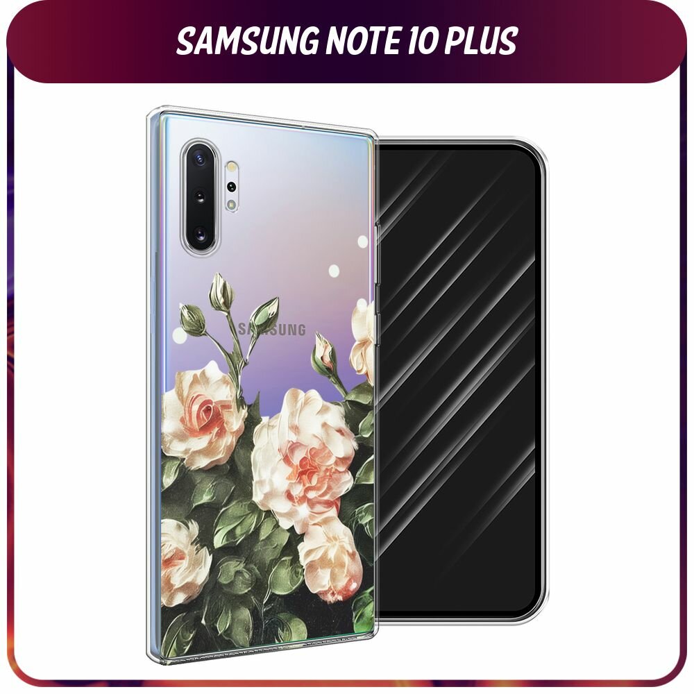 Чехол на Samsung Galaxy Note 10 + / Самсунг Гэлакси Нот 10 Плюс с принтом "Цветочная картина 2", прозрачный