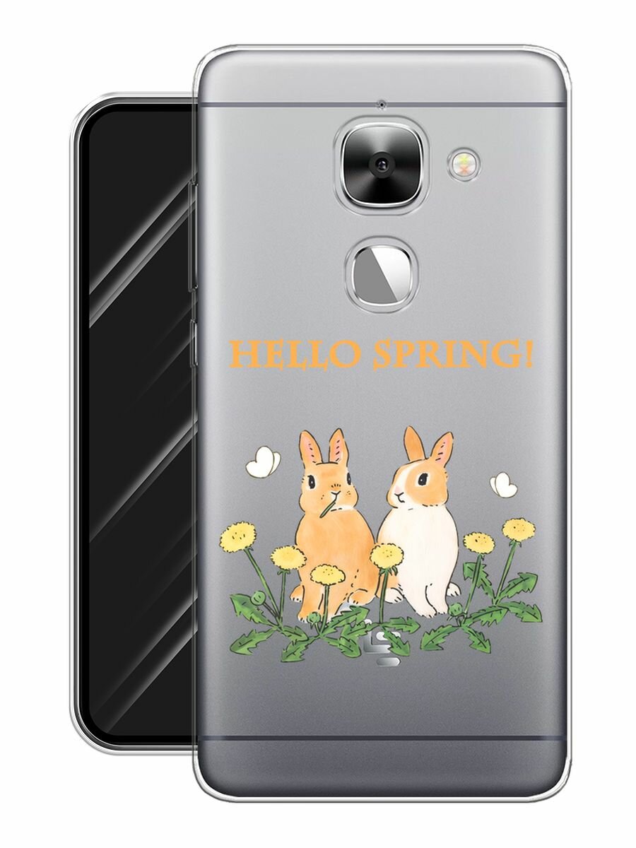 Чехол на LeEco Le 2/2 pro / Лееко Ле 2/2 про с принтом "Весенние кролики", прозрачный — фото 1