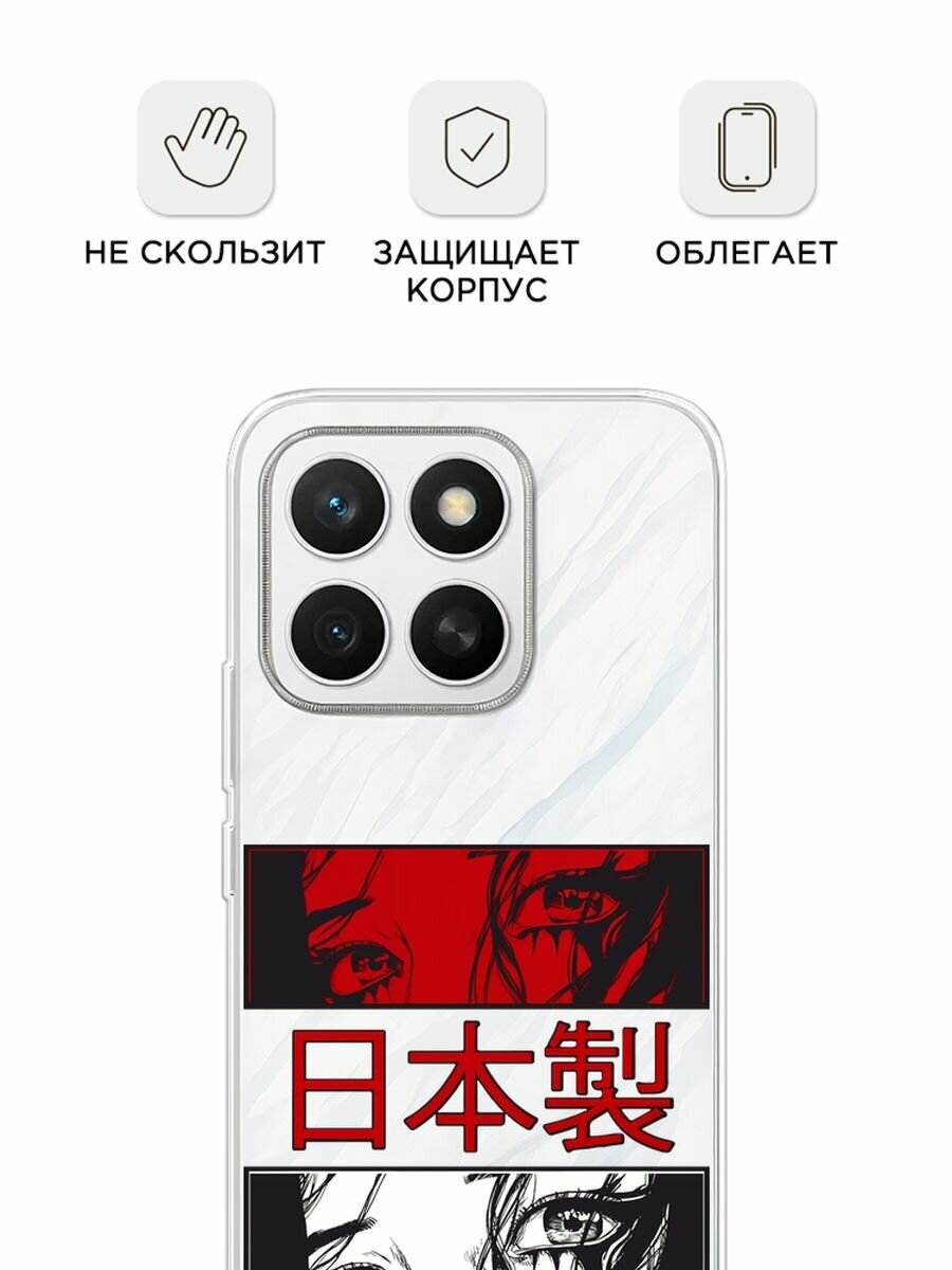 Чехол на Honor X8c / Хонор X8c с принтом "Аниме глаза манга", прозрачный — фото 1