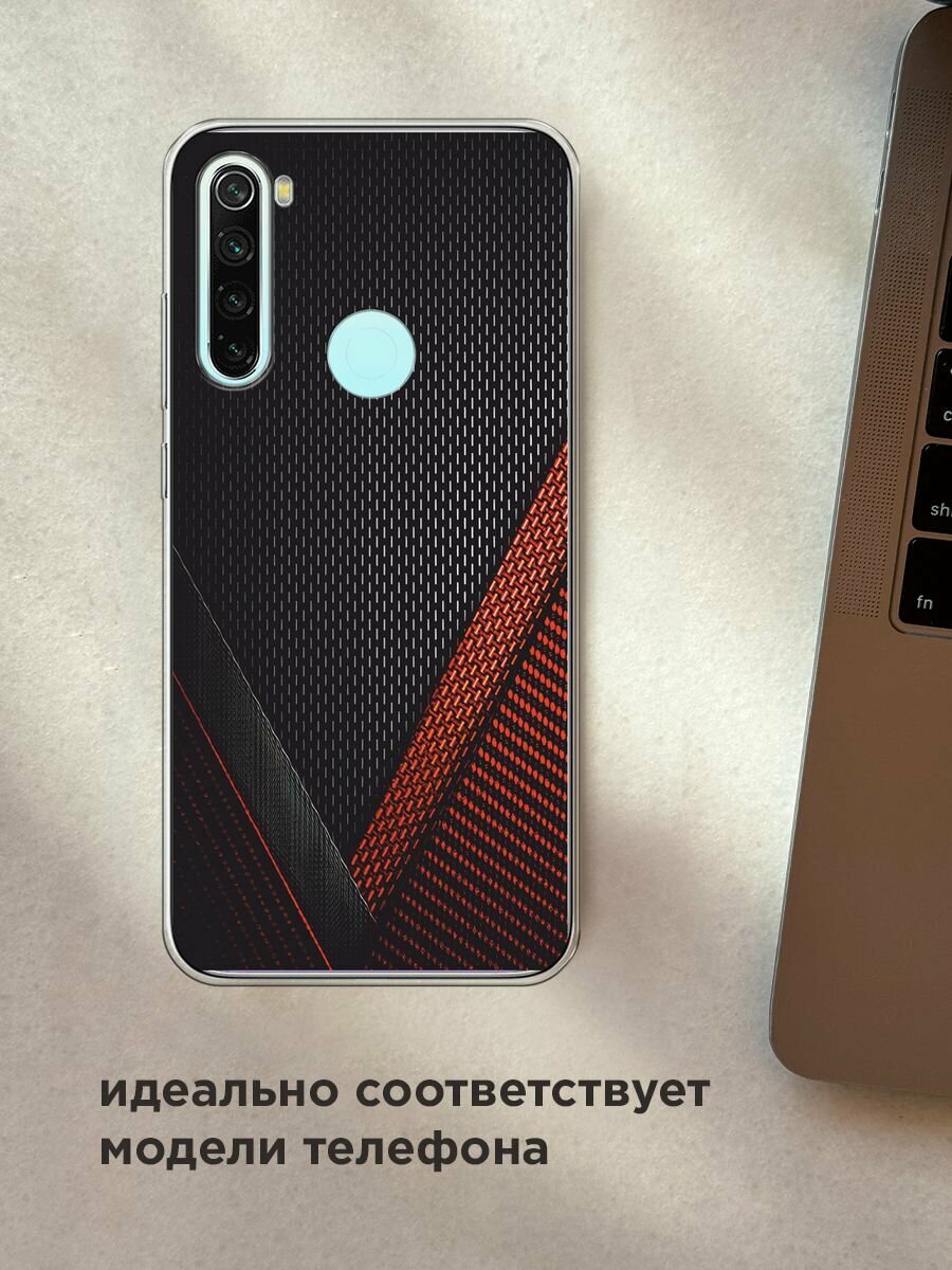 Чехол на Xiaomi Redmi Note 8 / Сяоми Редми Нот 8 с принтом "Красный карбон" — фото 1