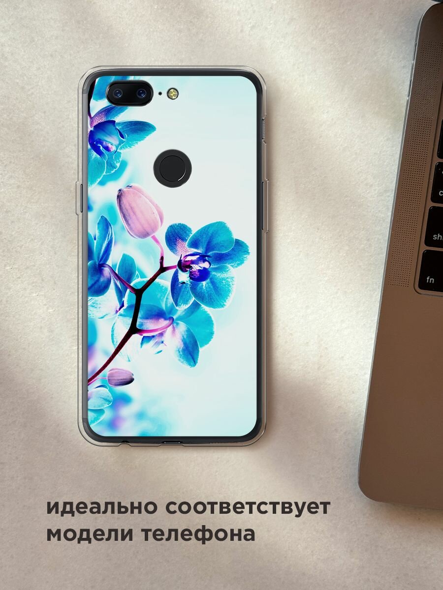 Чехол на OnePlus 5T / ВанПлюс 5Т с принтом "Голубая орхидея" — фото 1