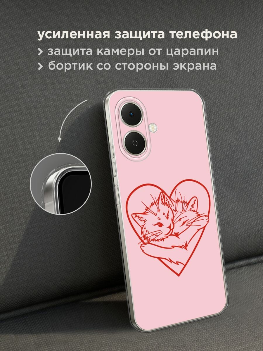 Чехол на Tecno Spark Go 2 / Текно Спарк Го 2 с принтом "Влюблённые котики рисунок 1 - 14 февраля" — фото 1
