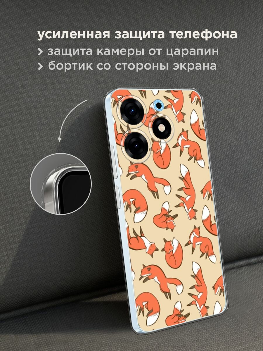 Чехол на Tecno Spark 10 Pro / Текно Спарк 10 Про с принтом "Лисички фон" — фото 1