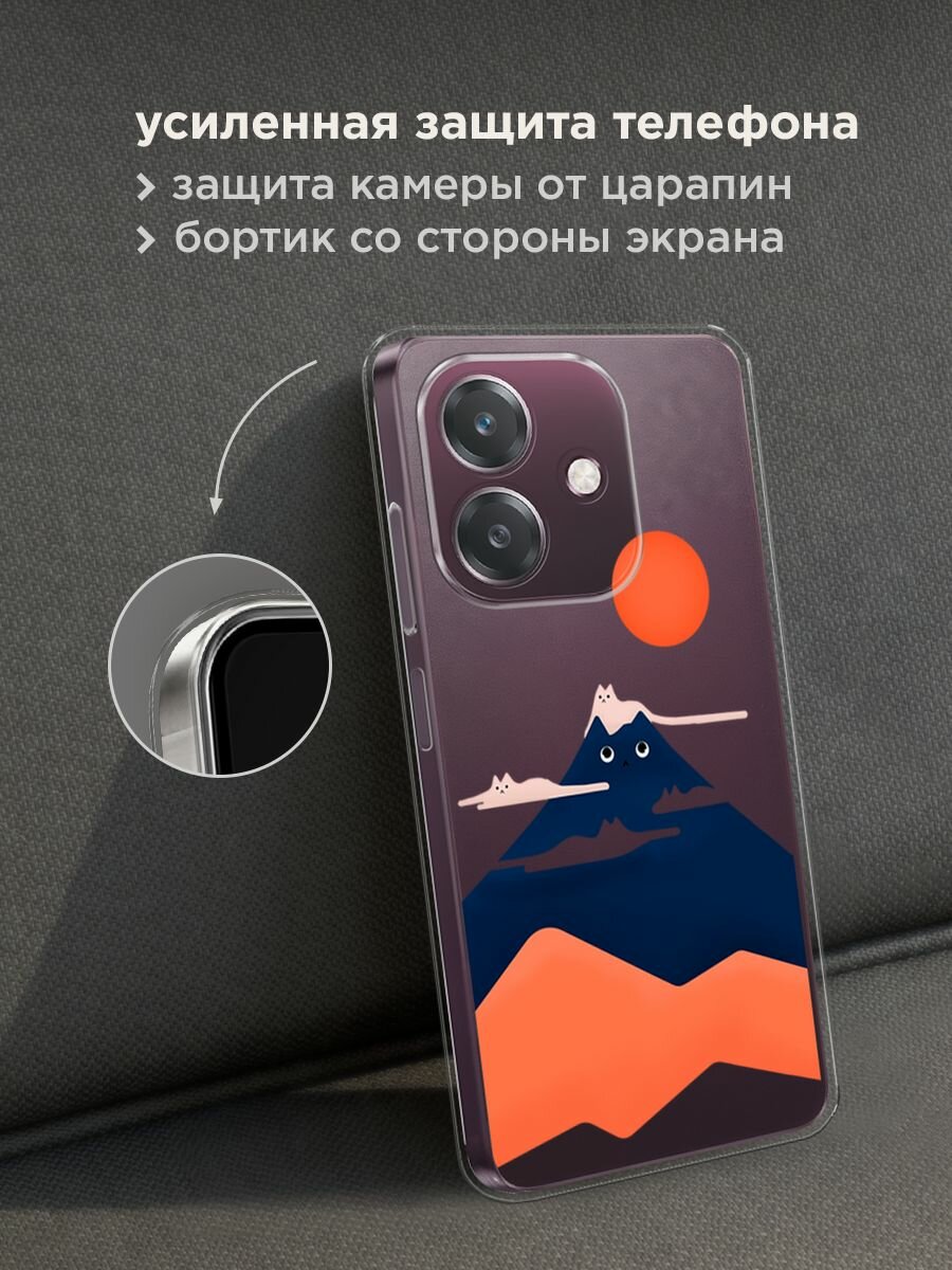 Чехол на Oppo A3/A3x / Оппо А3/A3x с принтом "Кот-гора", прозрачный — фото 1