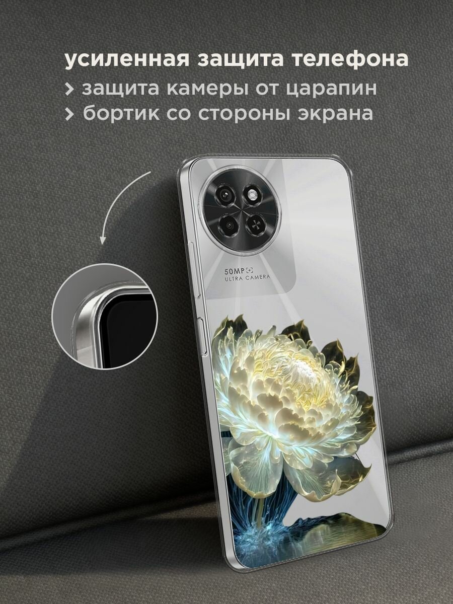 Чехол на Itel S23 / Ител S23 с принтом "Китайский лотос", прозрачный — фото 1
