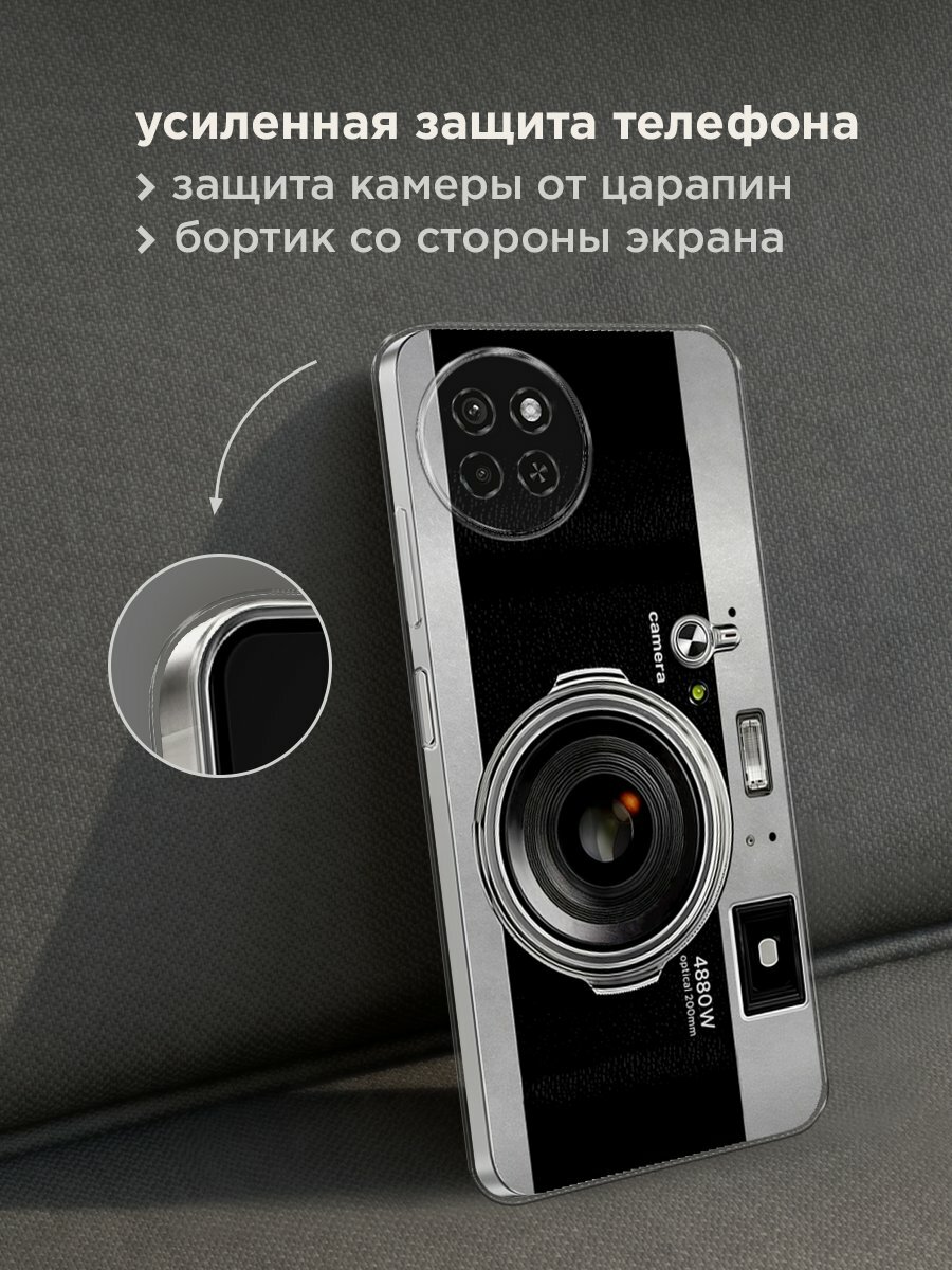 Силиконовый чехол на Itel S23 / Ител S23 с принтом "Ретро камера" — фото 1