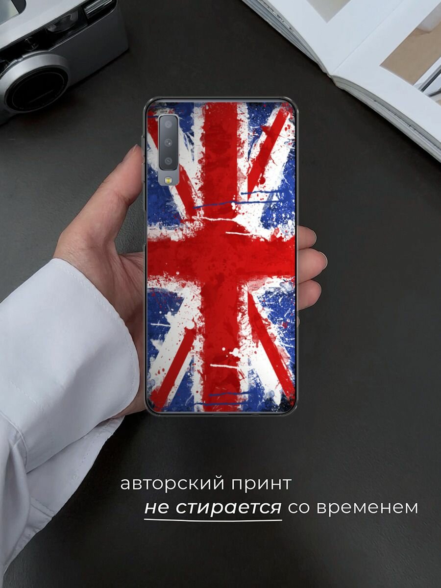 Чехол на Samsung Galaxy A7 2018 / Самсунг Галакси А7 2018 с принтом "Флаг Великобритании 2" — фото 1