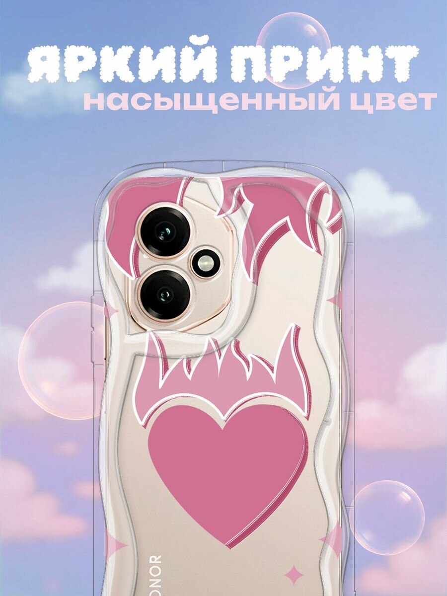 Чехол на Honor 400 / Хонор 400 с принтом Розовое сердце с пламенем — фото 1