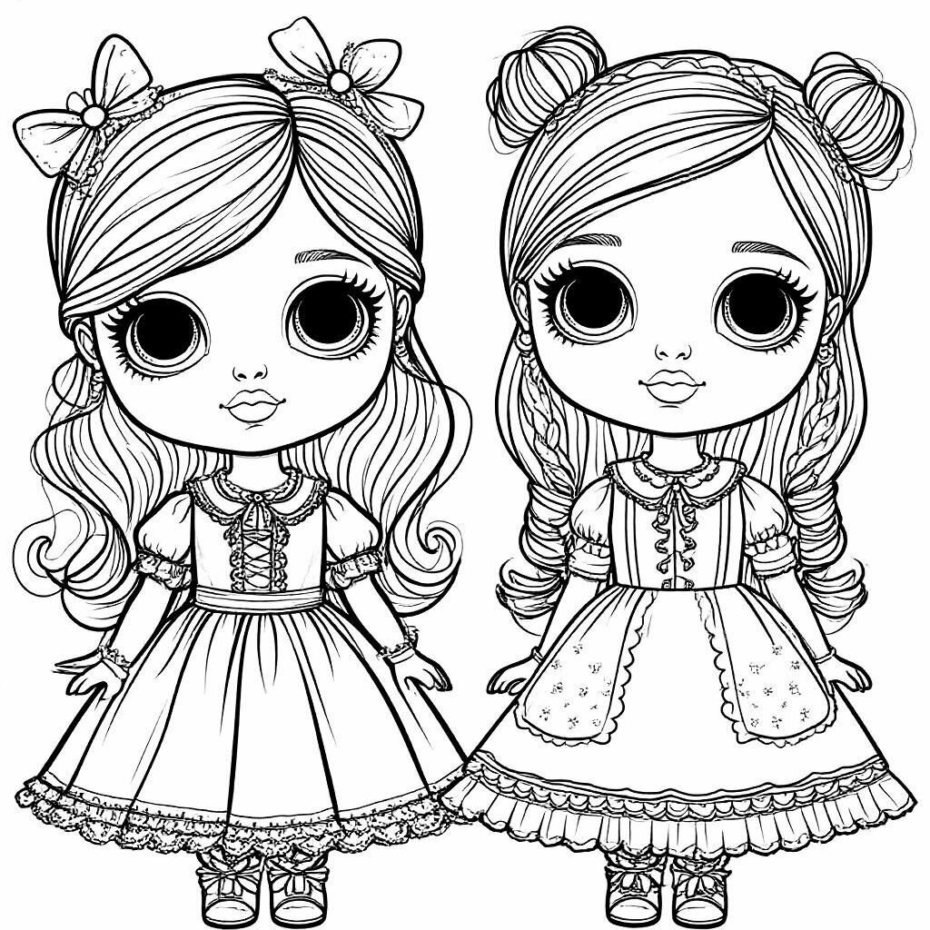 Набор детских раскрасок "Куклы", плотная бумага формата А4, 10 шт, от 1 года