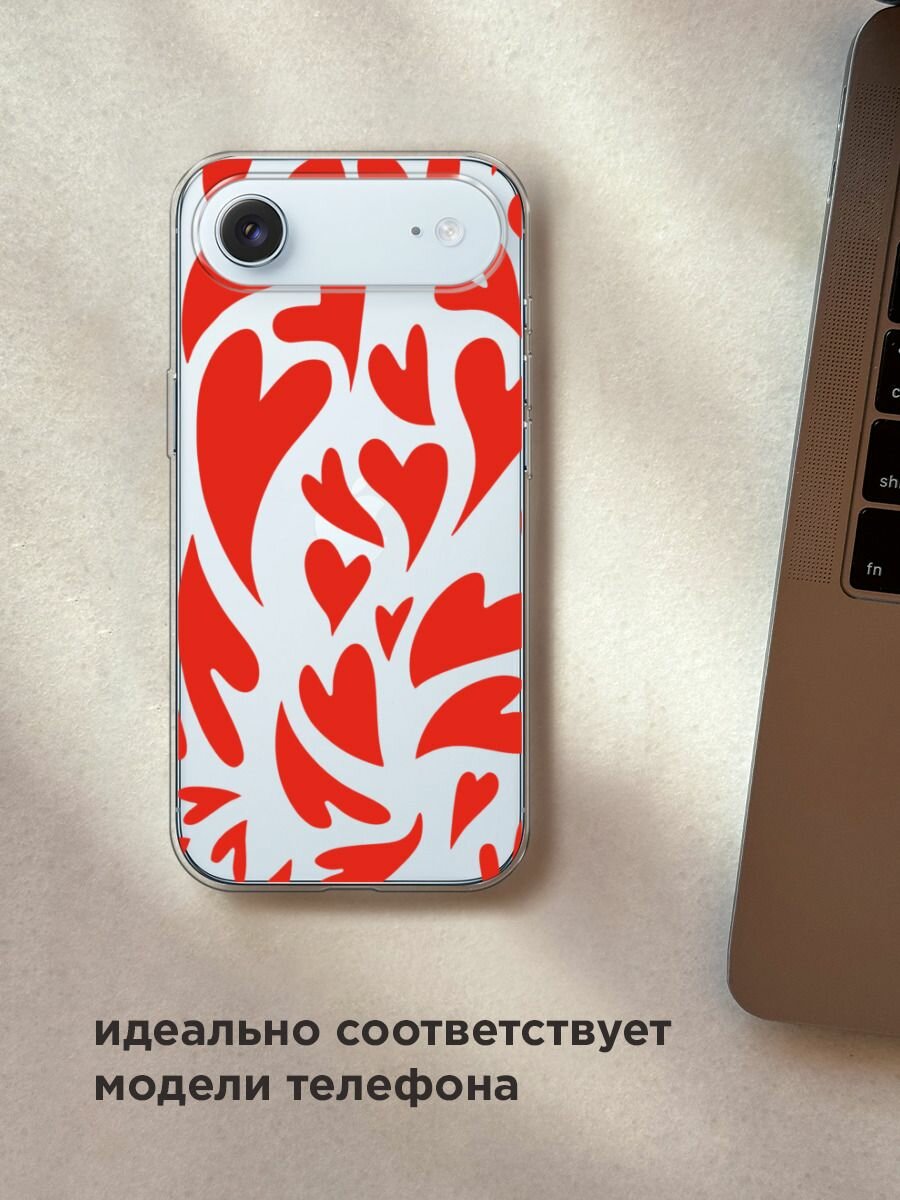 Чехол на Apple iPhone Air / Айфон Айр с принтом "Crazy hearts 2 - 14 февраля", прозрачный — фото 1