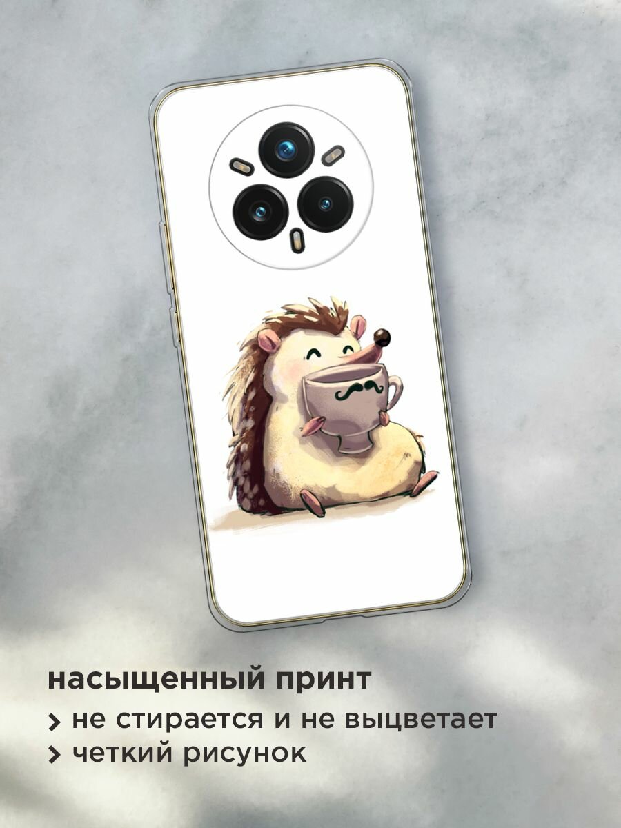 Чехол на Realme 14 Pro+ / Реалми 14 Про+ с принтом "Еж кофеман" — фото 1