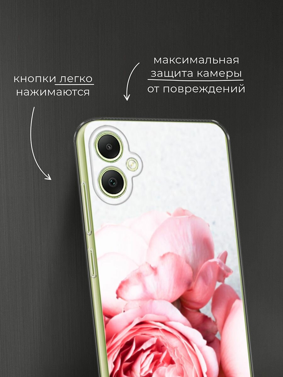 Чехол на Samsung Galaxy A05 / Самсунг Галакси A05 с принтом "Пионы на белом" — фото 1