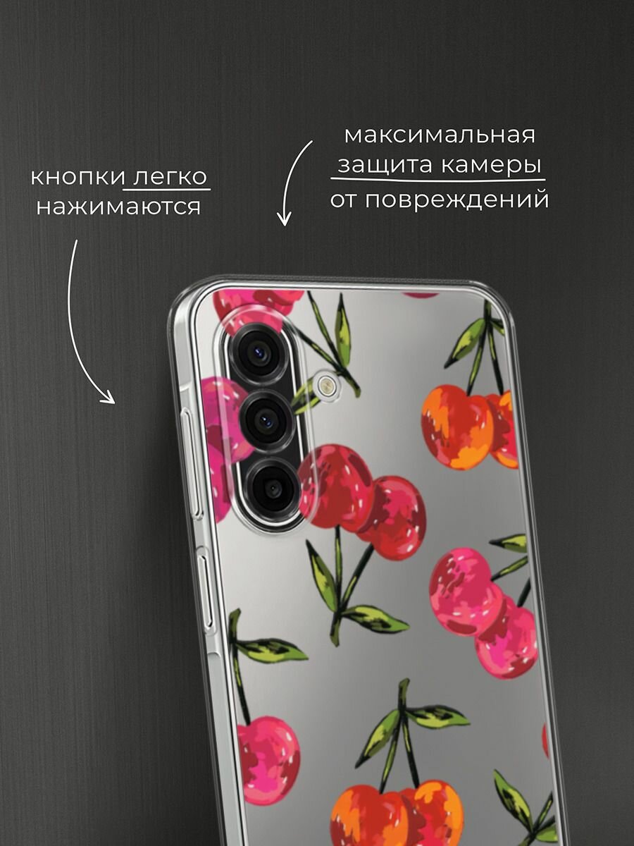 Чехол на Samsung Galaxy A17 / Самсунг А17 с принтом "Яркие вишни" — фото 1
