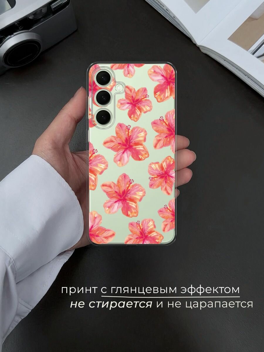 Чехол на Samsung Galaxy S25 Plus / Самсунг S25 Плюс с принтом "Pink flowers" — фото 1