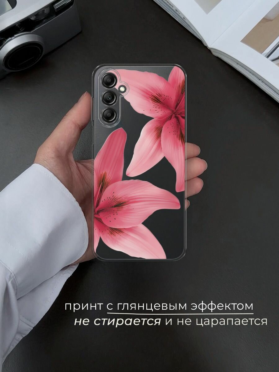 Чехол на Samsung Galaxy A15 / Самсунг А15 с принтом "Pink flower" — фото 1