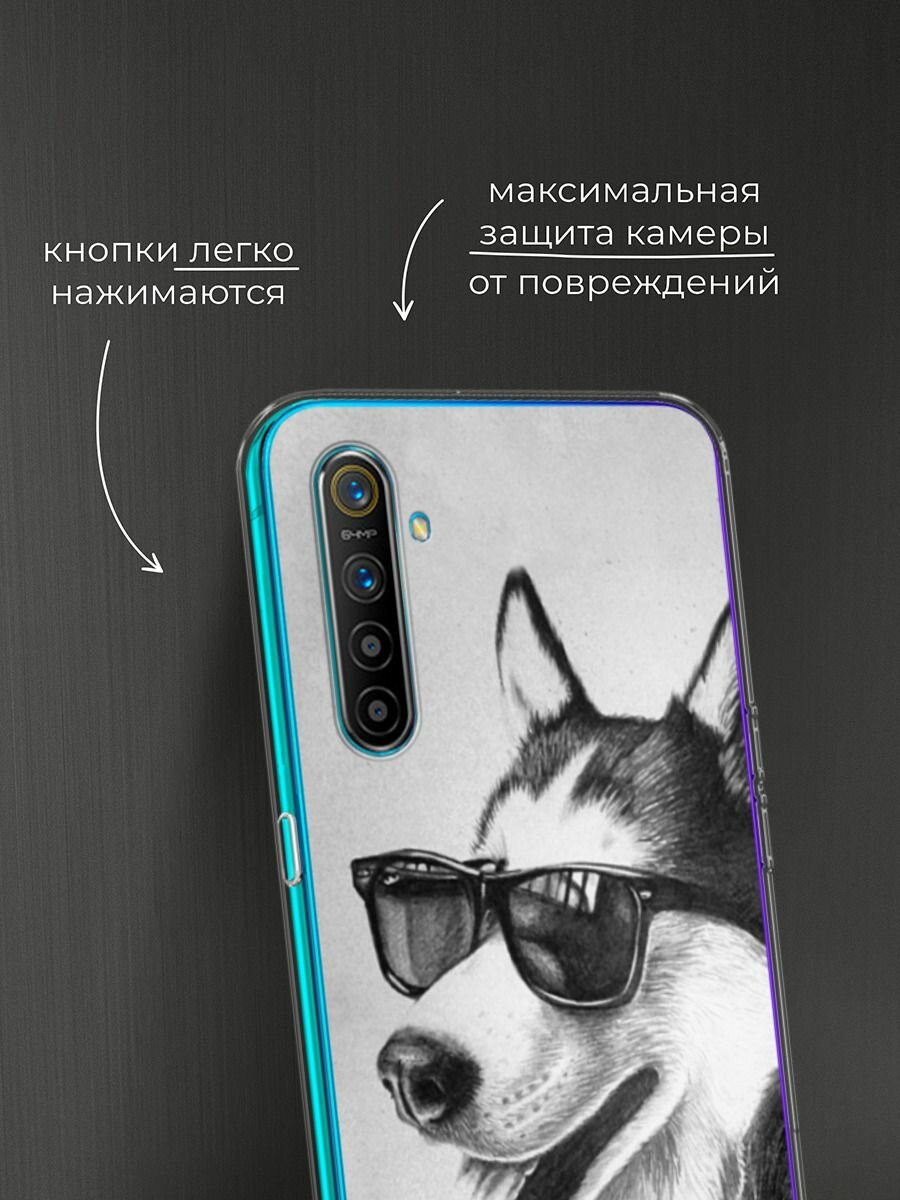 Силиконовый чехол на Realme XT / Реалми XT с принтом "Крутой Хаске" — фото 1