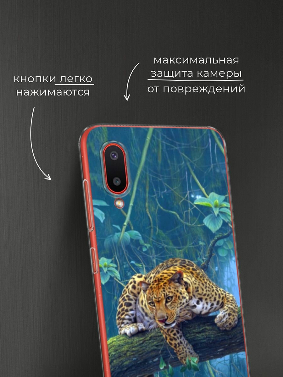 Чехол на Samsung Galaxy A02 / Самсунг Галакси А02 с принтом "Леопард охотник" — фото 1