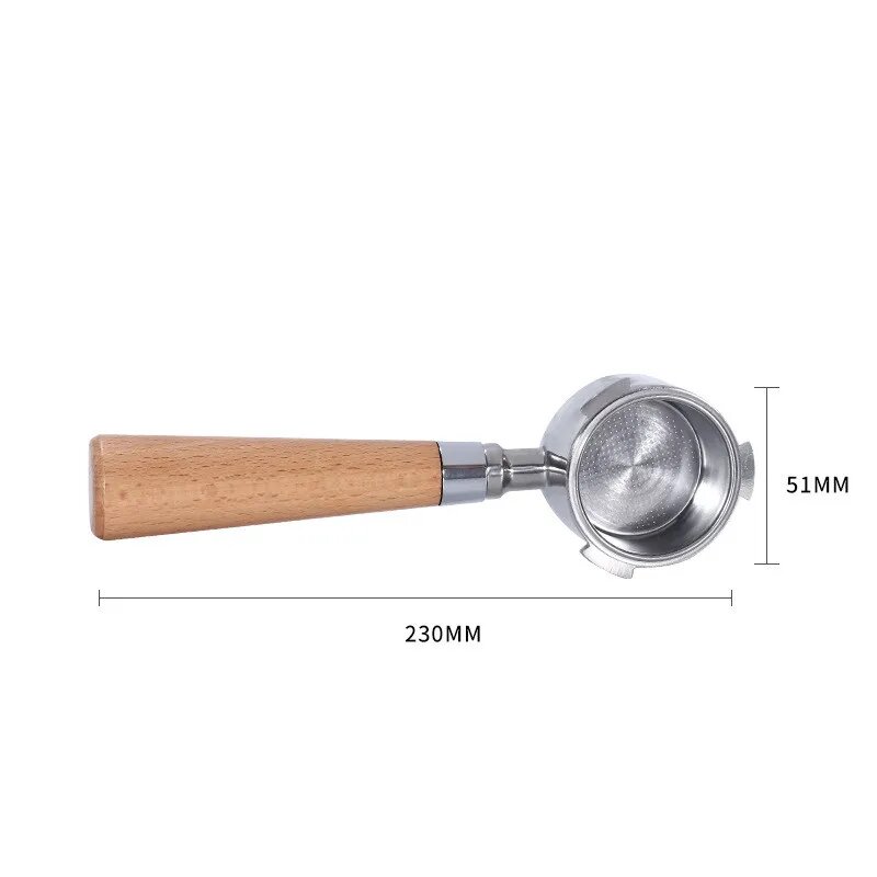 Portafilter Delonghi 51 мм, нержавеющая сталь 1 2 4cups basket, Beech wood