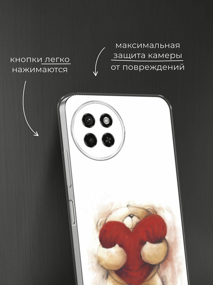 Силиконовый чехол на Itel S23 / Ител S23 с принтом "Мишка с сердцем 1" — фото 1