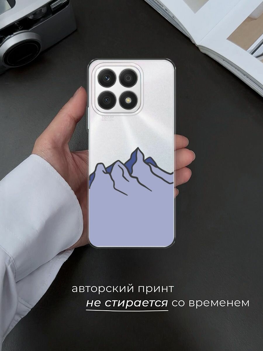 Силиконовый чехол на Honor X8A / Хонор X8A с принтом "Гора", прозрачный — фото 1