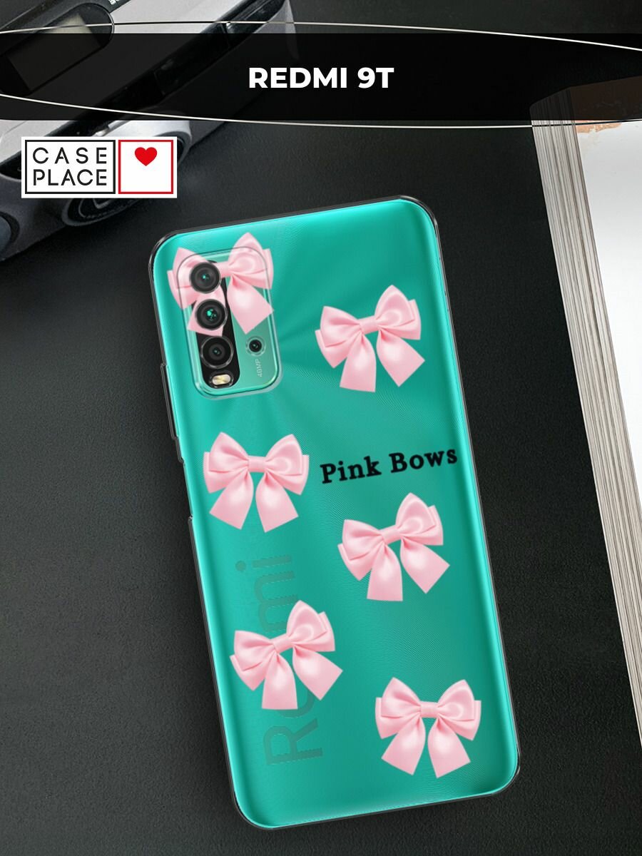 Чехол на Xiaomi Redmi 9T / Сяоми Редми 9Т с принтом "Pink Bows", прозрачный