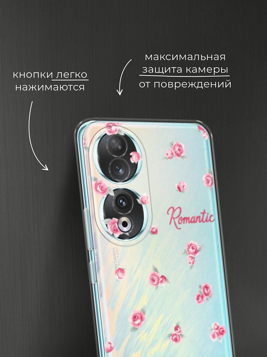 Чехол на Honor 90 / Хонор 90 с принтом "Romantic 2", прозрачный — фото 1