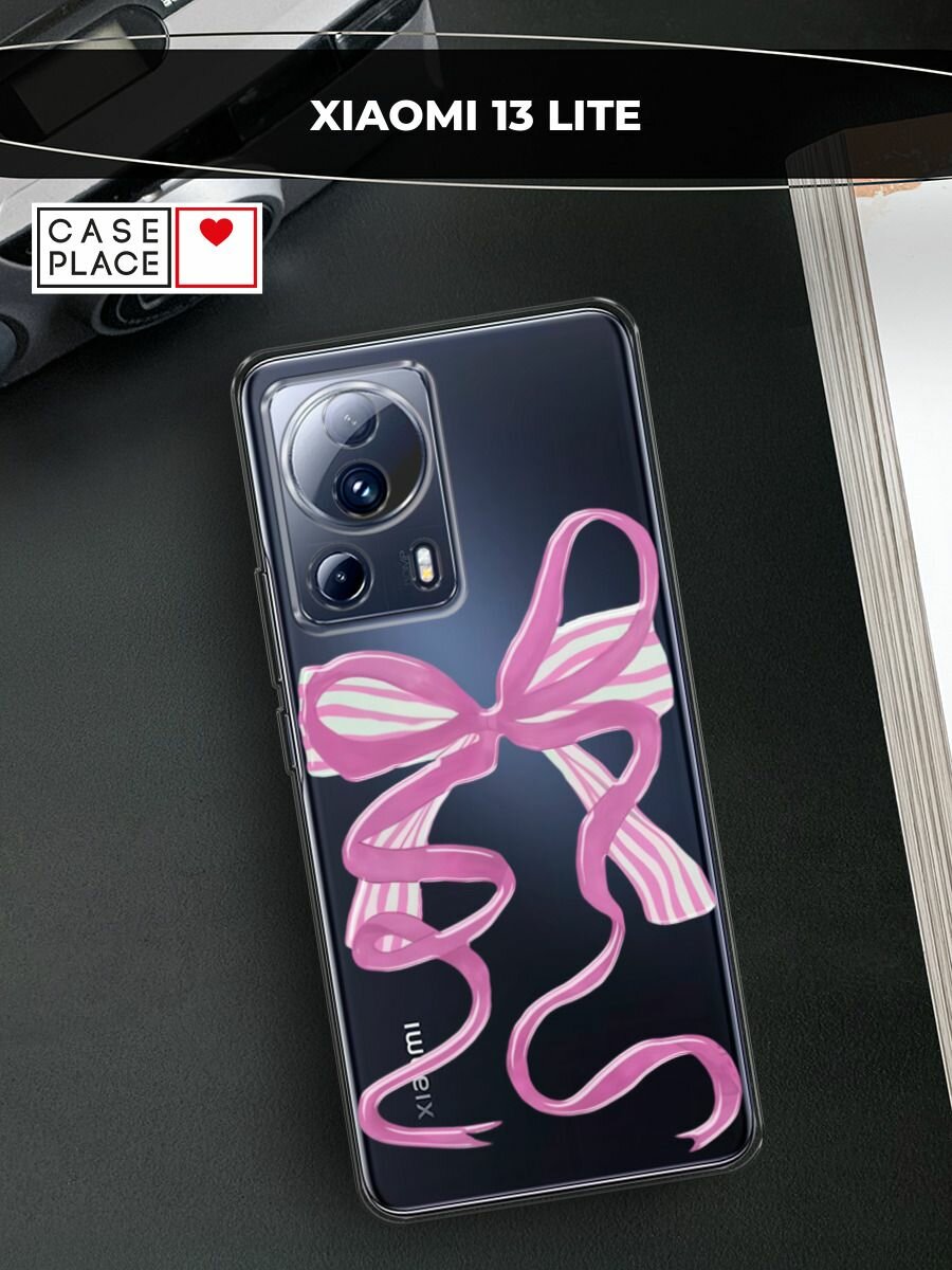 Чехол на Xiaomi 13 Lite / Сяоми 13 Лайт с принтом "Полосатый розовый бант 2"
