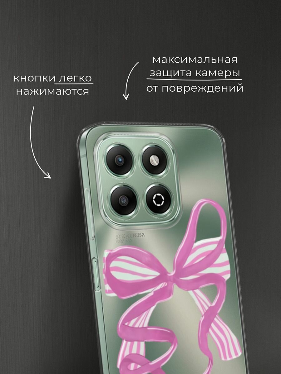 Чехол на Honor X6b / Хонор X6b с принтом "Полосатый розовый бант 2" — фото 1