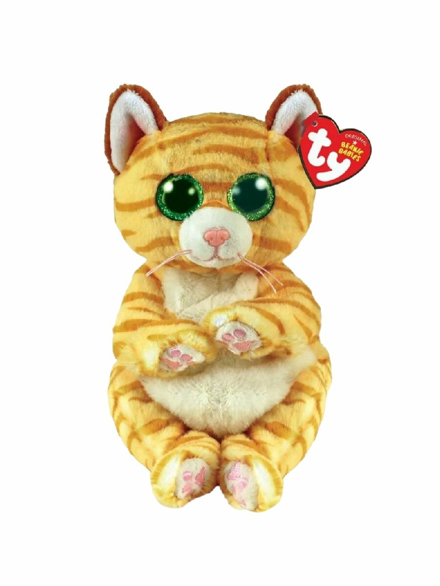 TY Мягкая игрушка Манго Полосатый Кот дет, 15 см